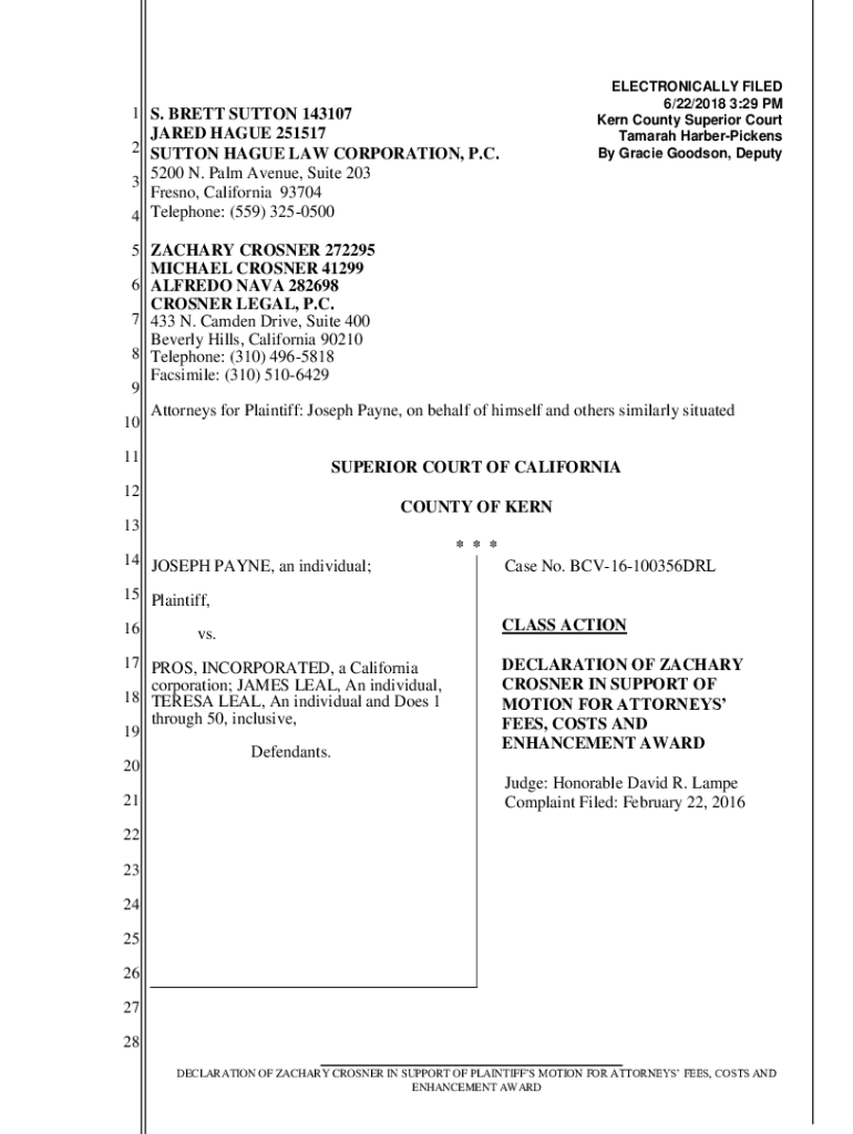 Fillable Online DECLARATION OF JARED HAGUE IN SUPPORT OF ... Fax Email ...