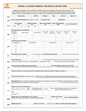 Fillable Online Repsol La Corua terminal pre-arrival report form Fax ...