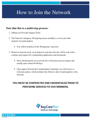 Fillable Online How to Join the Provider Network - Provider Inquiry ...