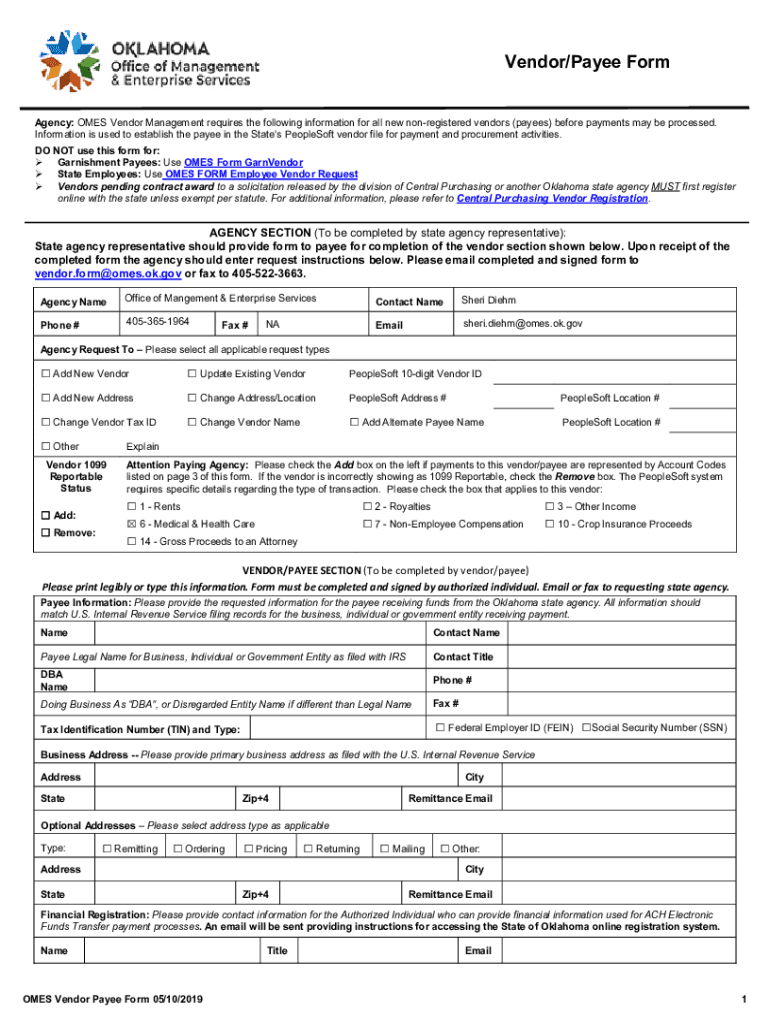 Fillable Online Vendor/Payee Form. Forms used to register vendors of the ... Fax Email Print ...