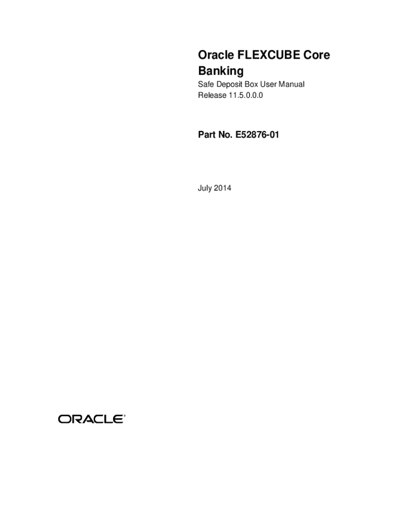Fillable Online Oracle Flexcube Safe Deposit Box User Manual Fax Email Print Pdffiller