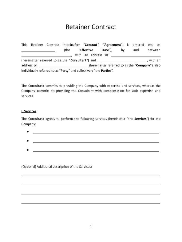 Fillable Online Form of Director Retainer Agreement Fax Email Print ...