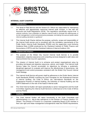 Fillable Online democracy bristol gov The Internal Audit Charter for ...