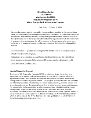 Fillable Online Request for Proposal - Water Storage Tank Maintenance ...