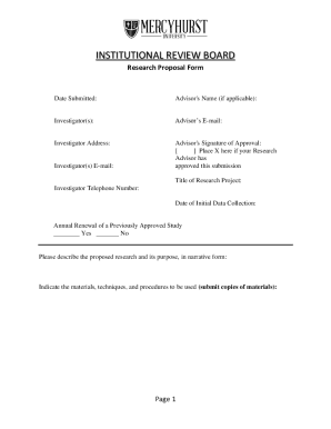 Fillable Online IRB Proposal Form Fax Email Print - pdfFiller