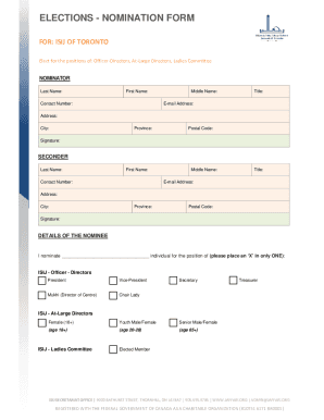 Fillable Online ELECTIONS - NOMINATION FORM Fax Email Print - pdfFiller