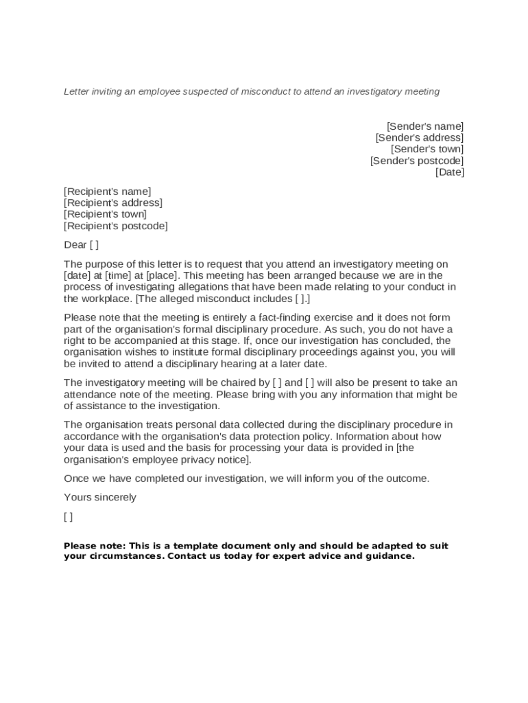 investigation letter template Doc Template | pdfFiller