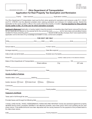 Fillable Online Ohio Department of Transportation Application for Real ...