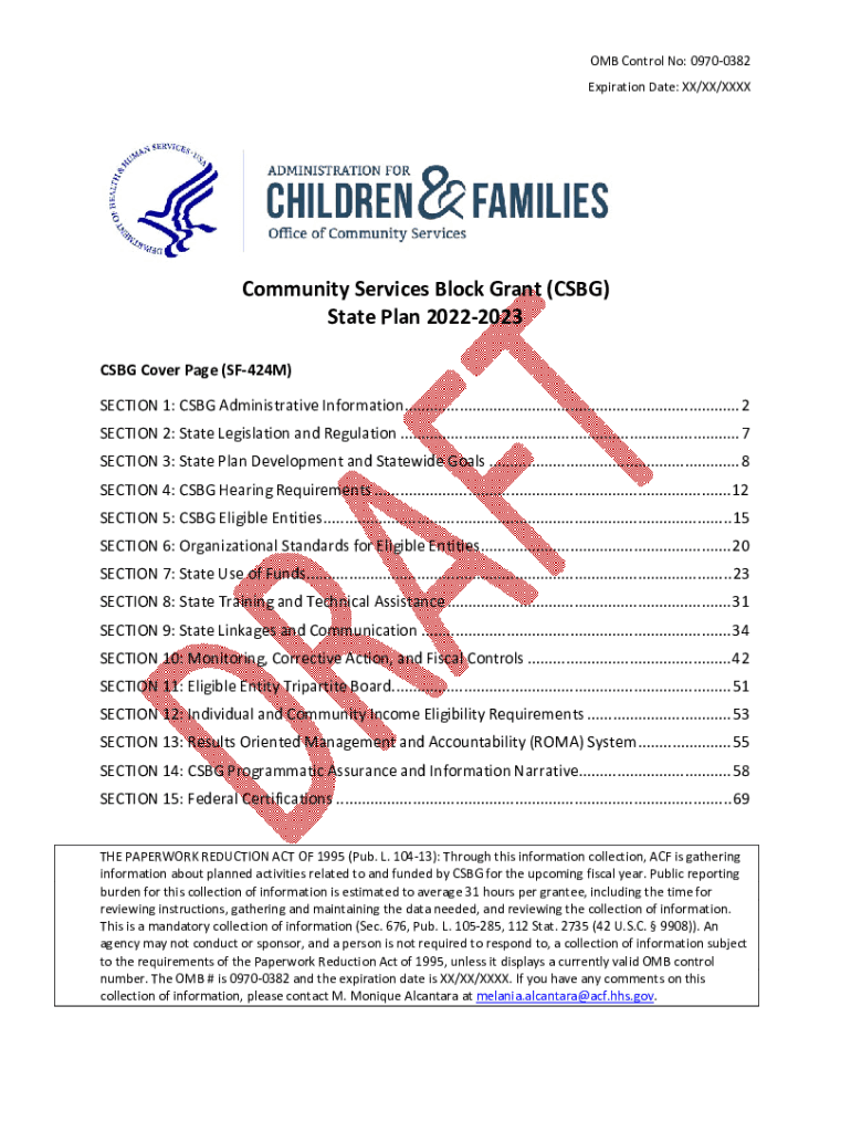 Fillable Online Community Services Block Grant (CSBG) State Plan 2022 ...