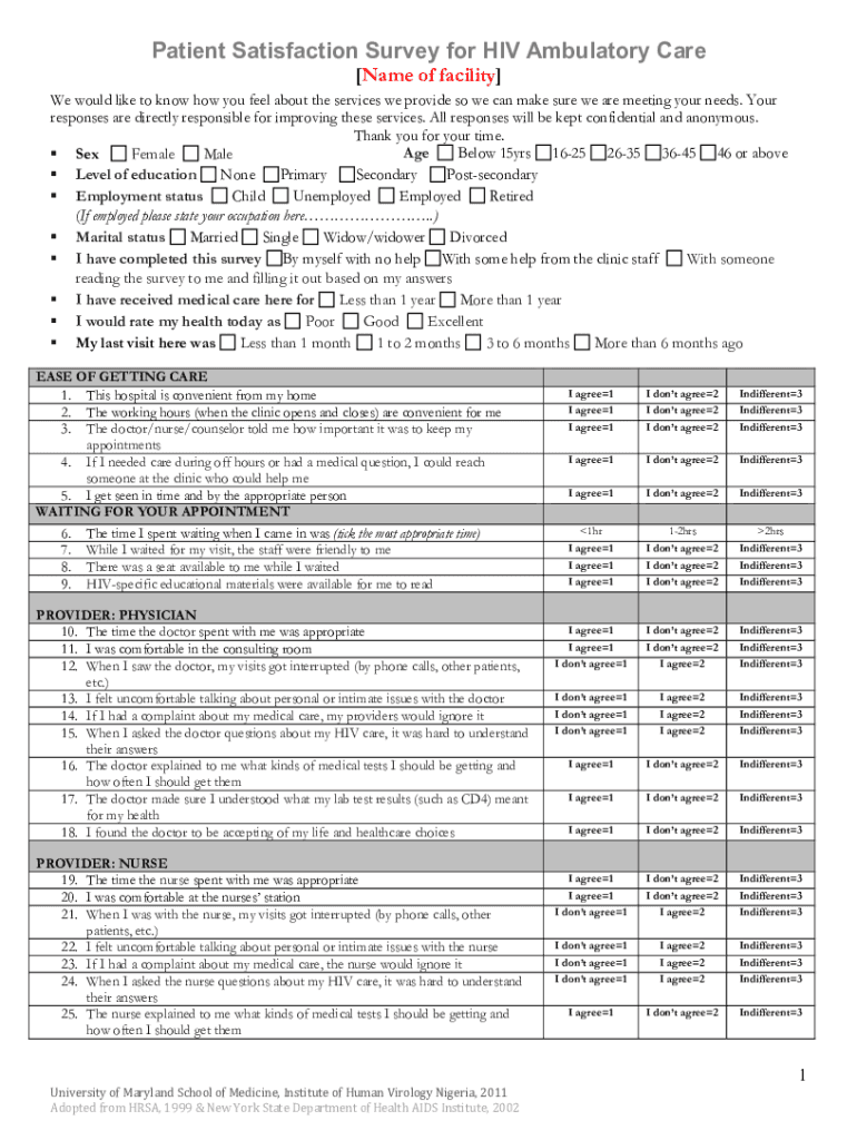 Fillable Online Patient Satisfaction Survey form Fax Email Print ...
