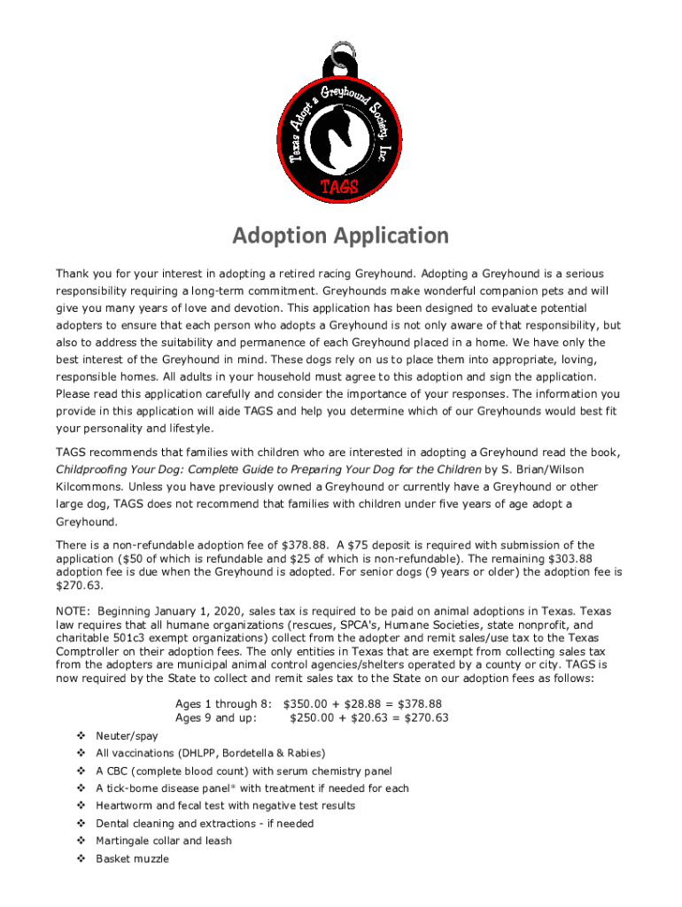 Fillable Online CGA Adoption Application Form Fax Email Print - pdfFiller
