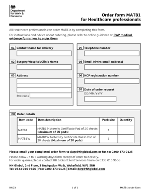 Fillable Online Maternity certificate (form MAT B1)guidance on ...