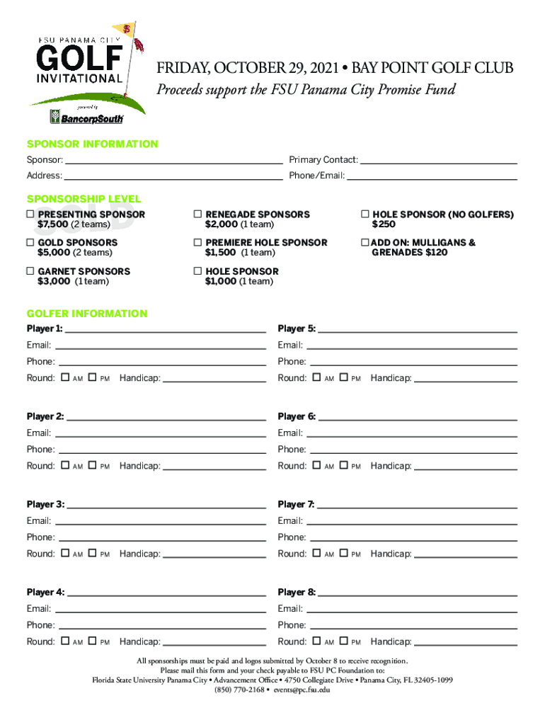 Fillable Online pc fsu FSU Panama City renames FSU PC Golf Invitational ...