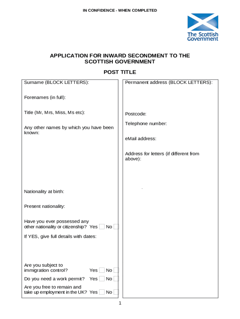 Inward Secondment Application Doc Template | pdfFiller