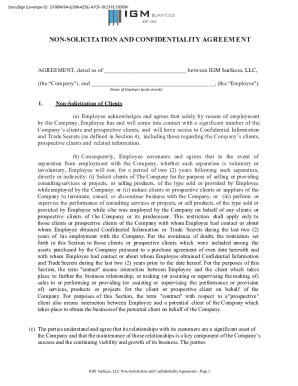 Fillable Online NON-SOLICITATION AND CONFIDENTIALITY AGREEMENT Fax ...