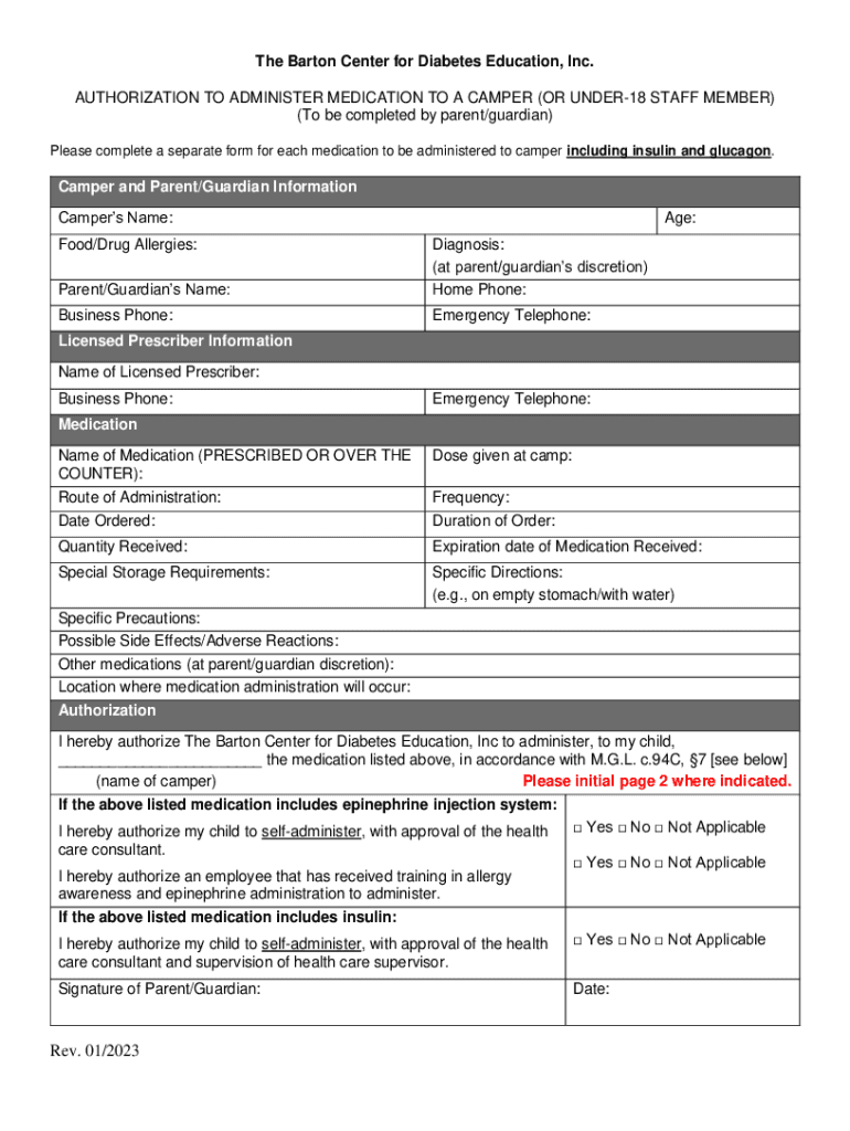 Fillable Online Get the free AUTHORIZATION TO ADMINISTER MEDICATION ...