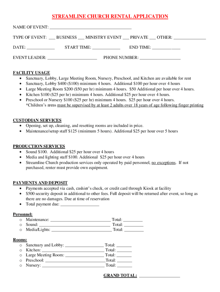 Fillable Online Sylvan Community Center Rental Application Fax Email ...