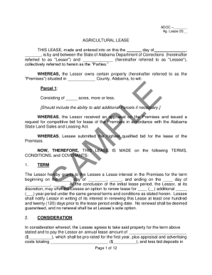 Fillable Online Page 1 of 6 AGRICULTURAL LEASE THIS LEASE, made ... Fax ...