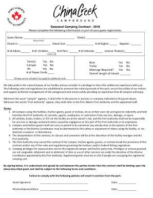 Fillable Online Page 1 of 9 RESORT RULES AND REGULATIONS FOR ... Fax ...