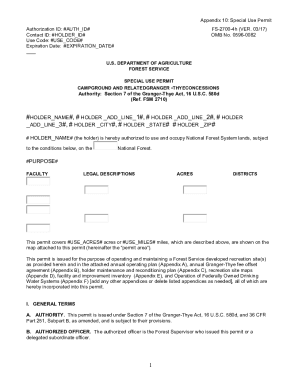 Fillable Online Form FS-2700-4h, Sample Special Use Permit Fax Email ...