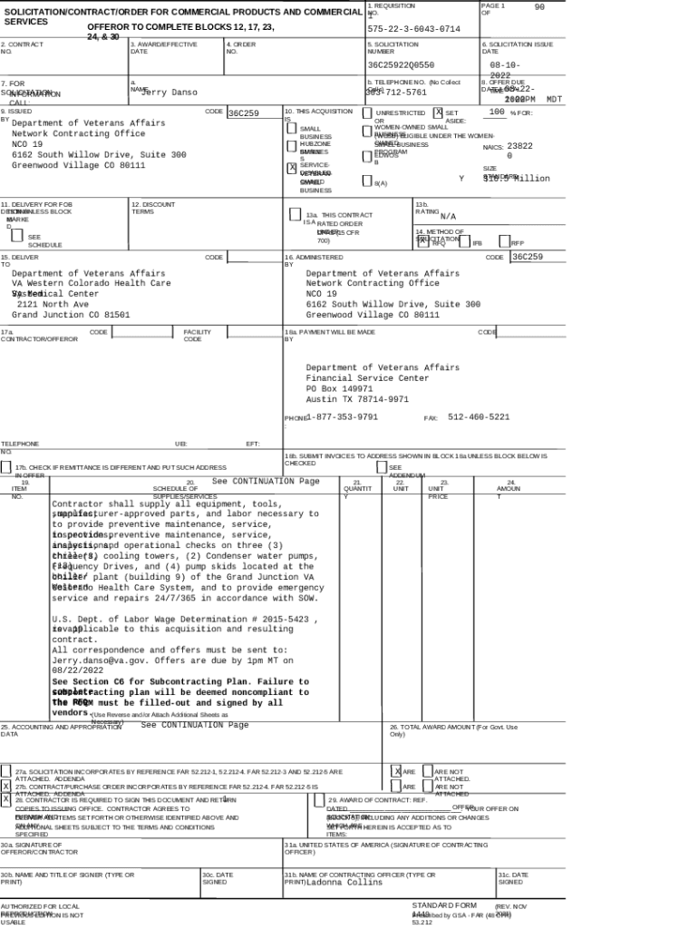Section B: Continuation of SF-1449, Schedule of line items ... Doc Template | pdfFiller