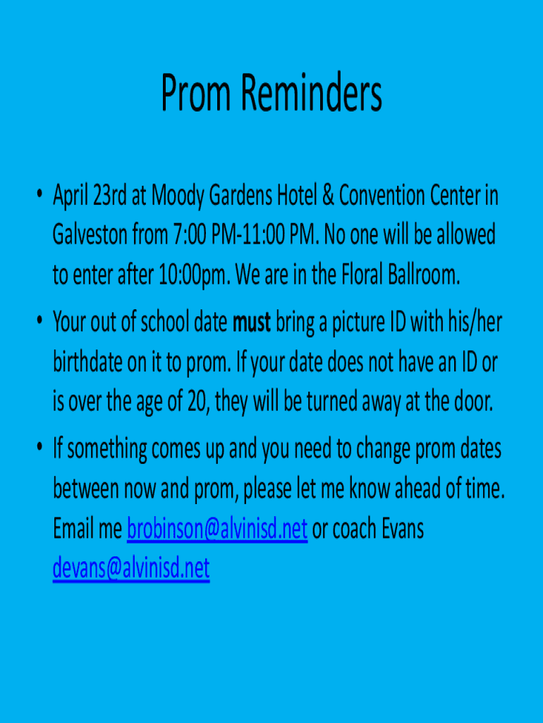 Fillable Online PROM WEEKEND - Review of Moody Gardens Hotel, Spa ...