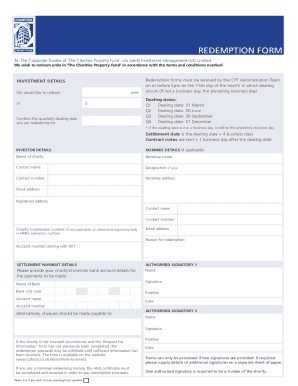 Fillable Online CPF Redemption Form Fax Email Print - pdfFiller