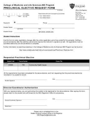 Fillable Online PreClinical Elective Request Form Fax Email Print ...