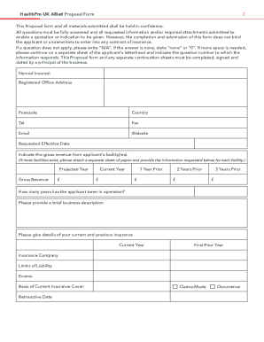 Fillable Online What Do I Tell The Insurance Company On The Proposal ...