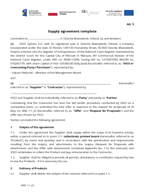 Fillable Online Supply agreement template Fax Email Print - pdfFiller
