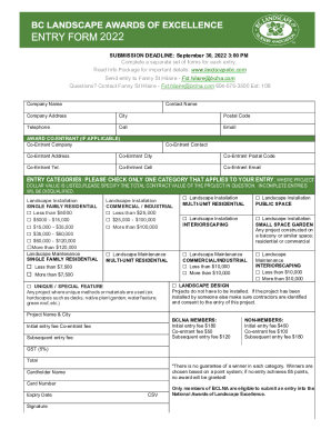 Fillable Online 2022 Landscape Awards of Excellence Application form ...