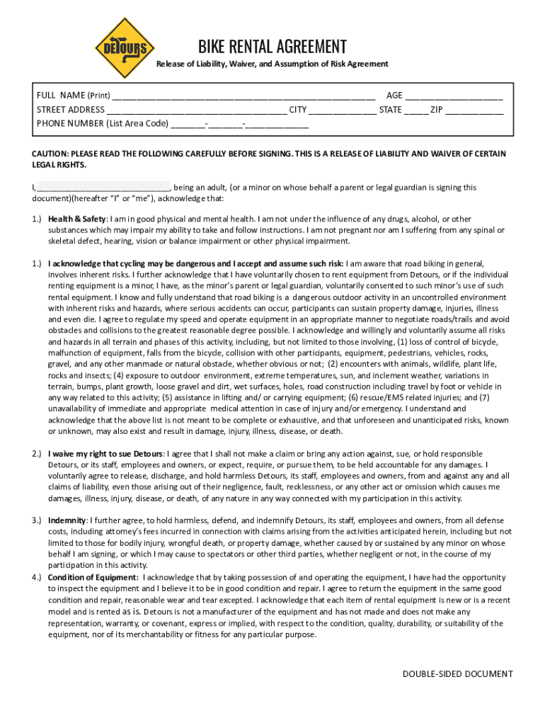 Fillable Online Beachside Bike Rental Waiver Form Fax Email Print ...