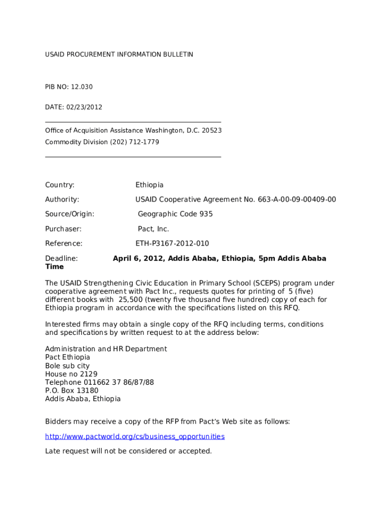 Procurement Ination Bulletin - USAID Procurement ... - procurement usaid Doc Template | pdfFiller