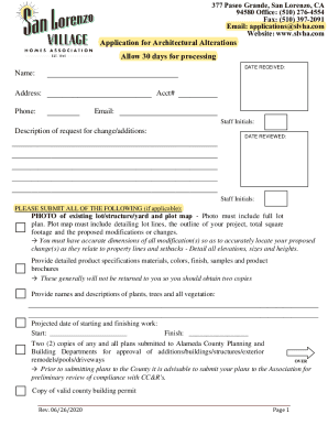 Fillable Online Application for Architectural Alterations Fax Email ...