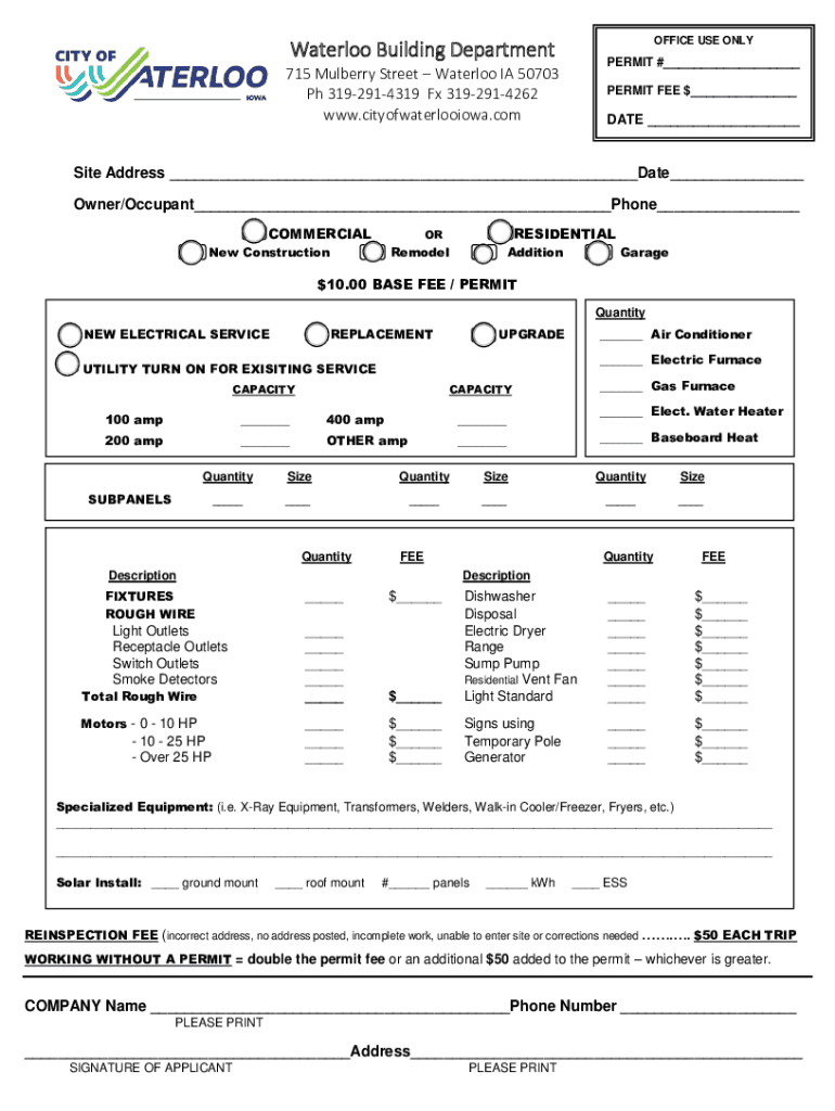 Fillable Online Building Permit Application (PDF) - City Of Waterloo ...