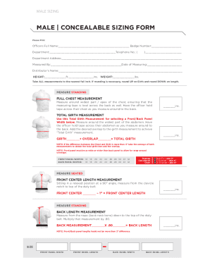 Fillable Online MALE SIZING Fax Email Print - pdfFiller