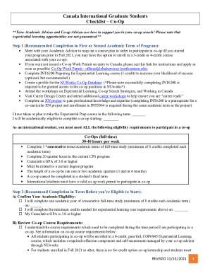 Fillable Online cps northeastern Graduate Work Term Checklist - Applied ...