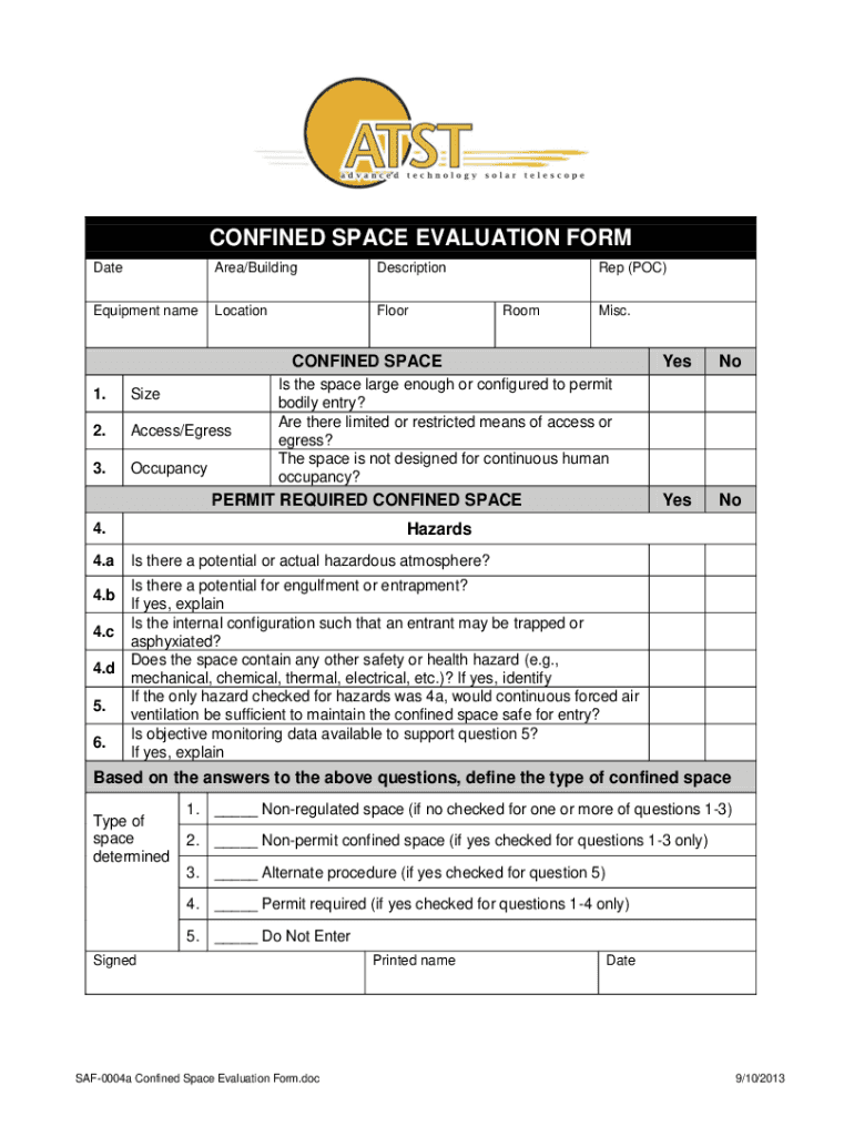 Fillable Online dkist nso Safe work in confined spaces Fax Email Print ...