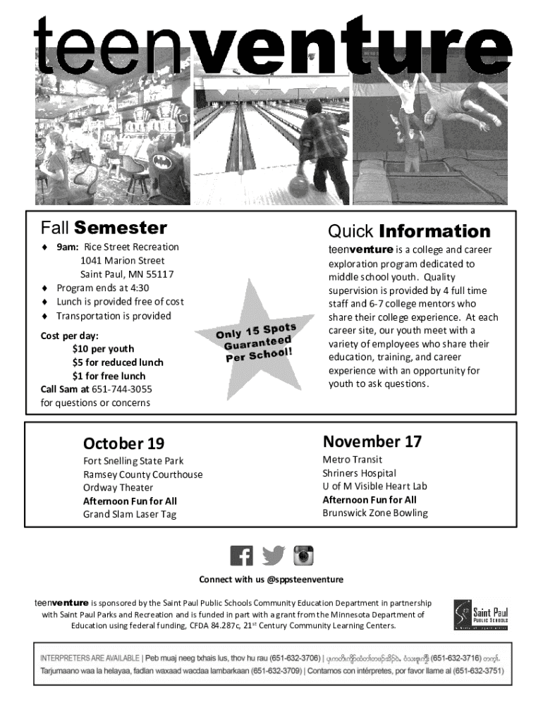 Fillable Online Family Fun at Rice Recreation Center, St Paul, Minnesota Fax Email Print - pdfFiller