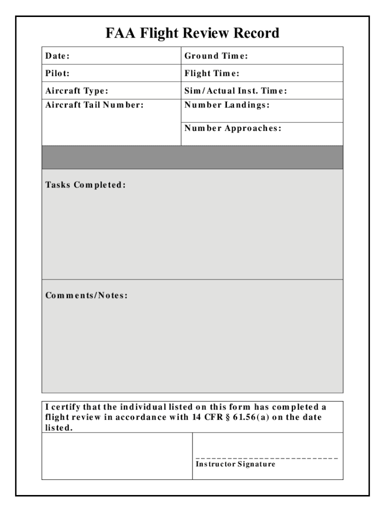 Fillable Online Flight Review Check Flight Form - Jason Blair Fax Email ...