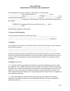 Fillable Online owner operator lease agreement Fax Email Print - pdfFiller
