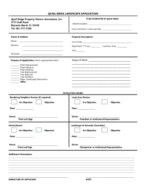 Fillable Online quail ridge landscape application Fax Email Print ...
