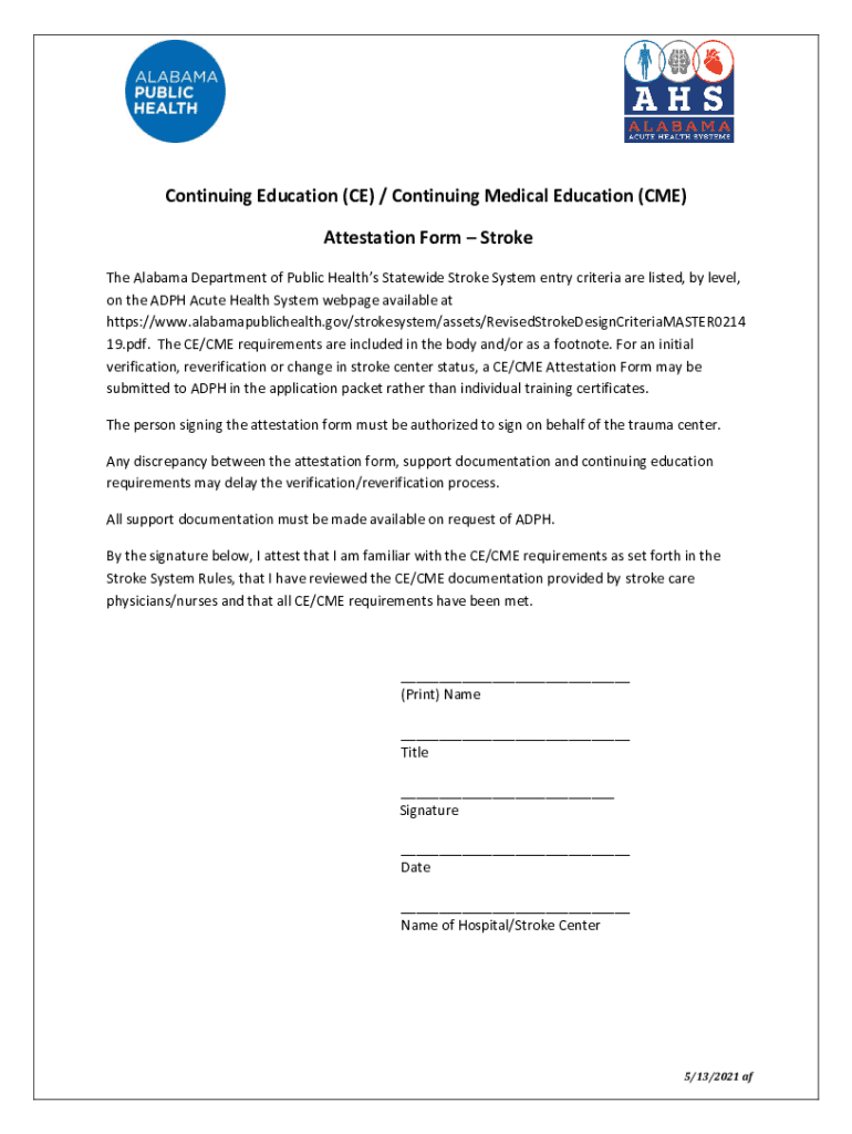 Fillable Online stroke.system.cme.attestation.form .pdf Fax Email Print ...