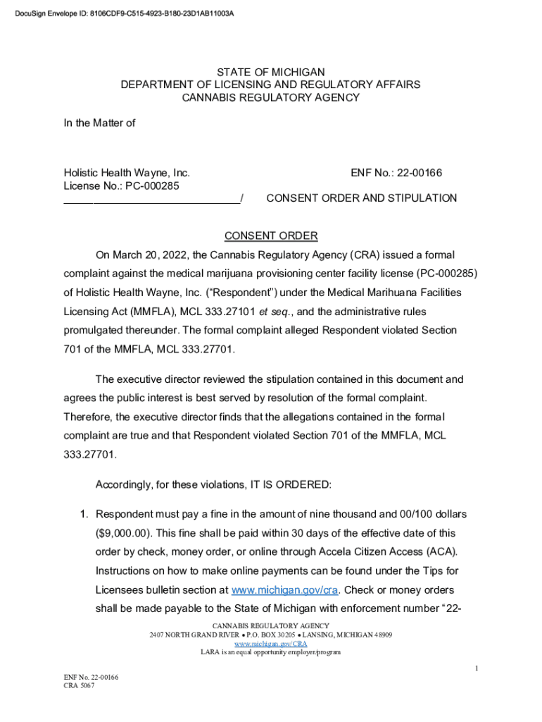 Fillable Online 22-00166 AFS Med-AU Consent Order and Stipulation ...