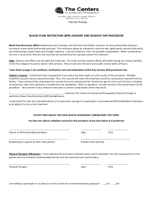 Fillable Online Blood Flow Restriction Training Consent Form Fax Email ...