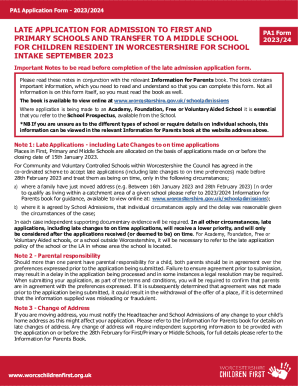 Fillable Online LATE APPLICATION FOR ADMISSION TO FIRST AND ... Fax ...