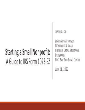 Fillable Online Starting a Small Nonprofit: A Guide to IRS Form 1023-EZ ...