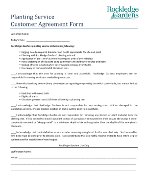 Fillable Online Planting Service Customer Agreement Form Fax Email ...