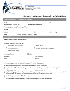 Fillable Online Request to Conduct Research or Collect Data Fax Email ...