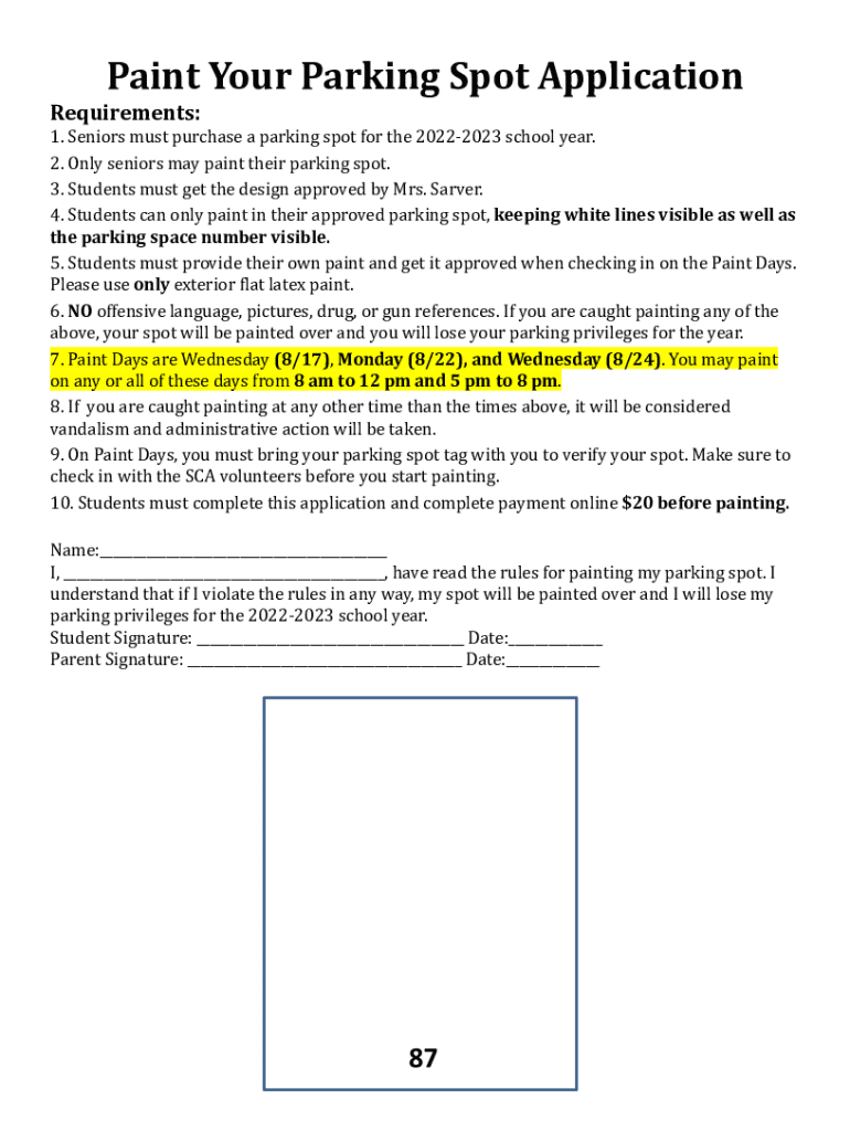 Fillable Online Paint Your Parking Spot Application Fax Email Print ...